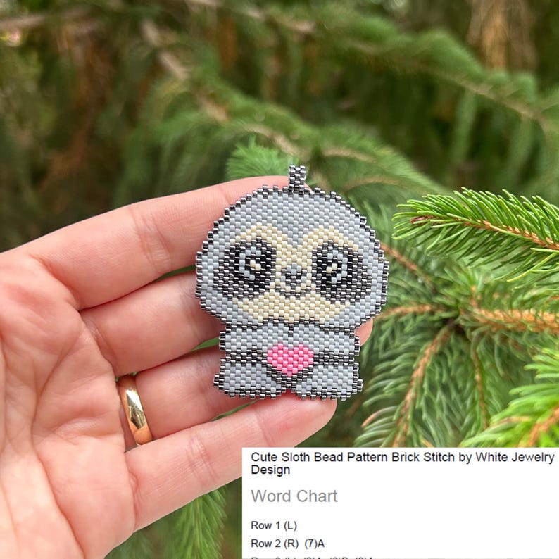 Cute Sloth Bead Pattern – Peyote or Brick Stitch, Miyuki Delica ...