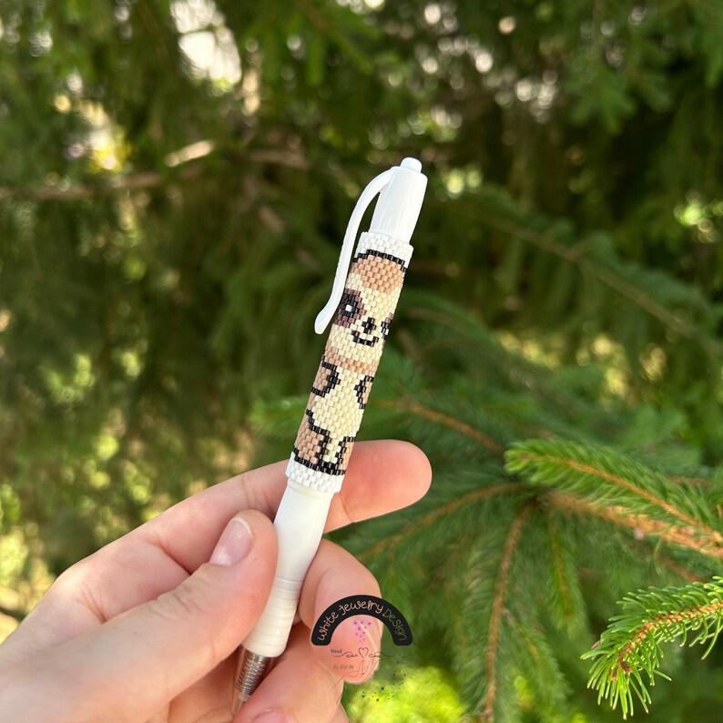 Personalized Sloth Beaded Pen Wrap Pattern for Pilot G2, Peyote & Brick ...