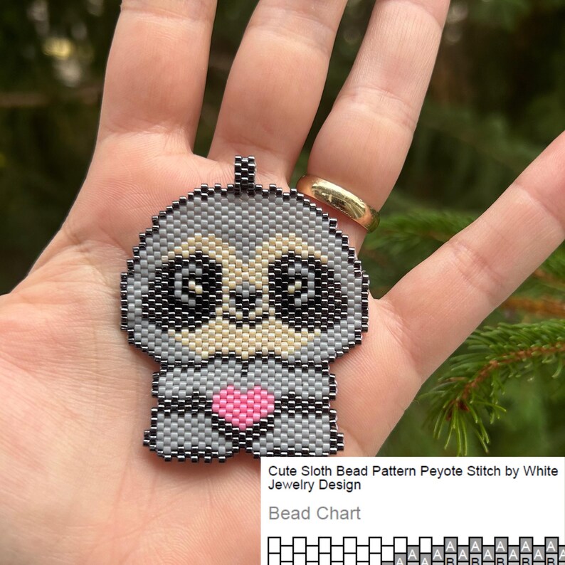 Cute Sloth Bead Pattern – Peyote or Brick Stitch, Miyuki Delica ...