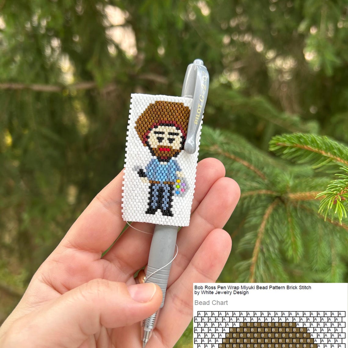 Bob Ross Bead Pen Wrap Pattern, Peyote Brick Stitch, Miyuki Delica ...