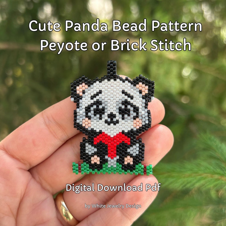 Miyuki Bead Pattern, Cute Panda Peyote or Brick Stitch Miyuki Bead Pattern, Bead Patterns ...