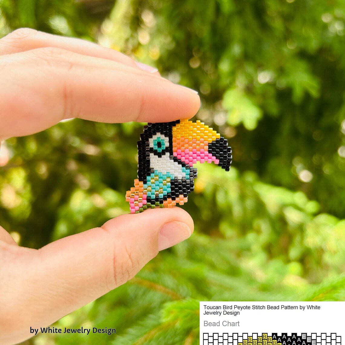 Toucan Bird Miyuki Bead Pattern, Peyote or Brick Stitch (digital ...