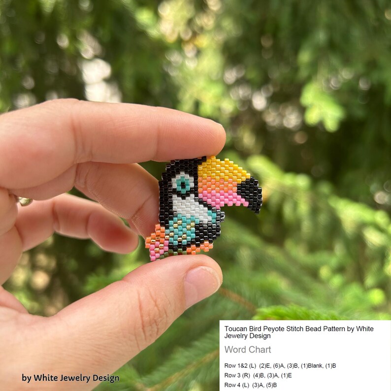 Toucan Bird Miyuki Bead Pattern, Peyote or Brick Stitch (digital ...
