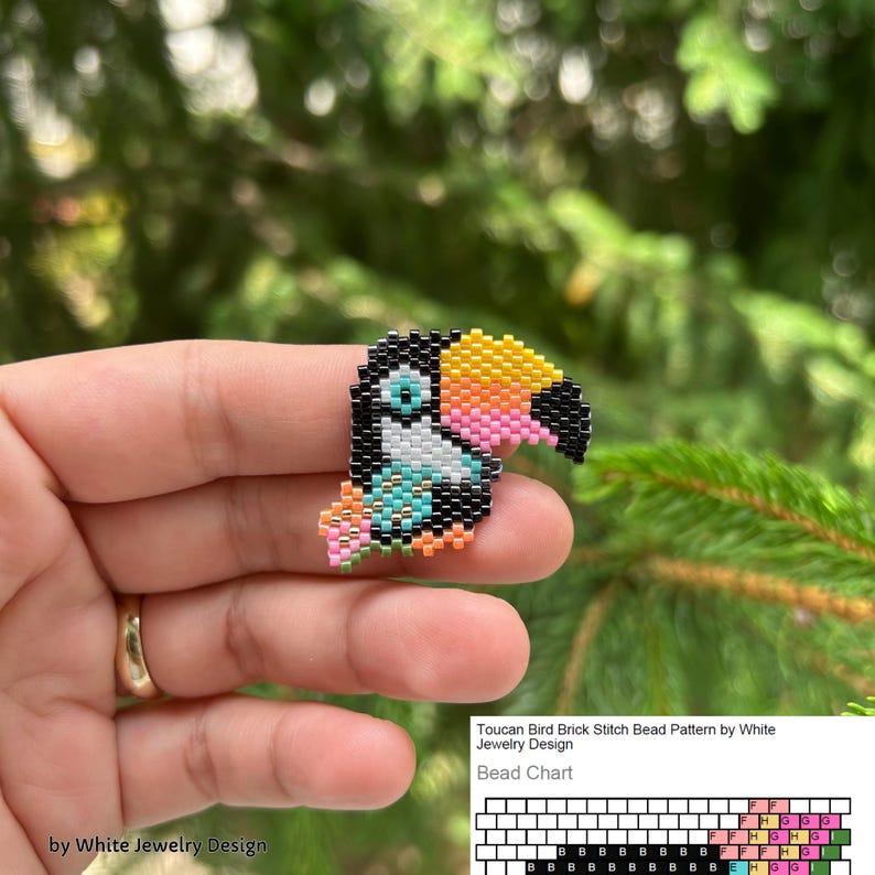 Miyuki Bead Pattern, Toucan Bird Peyote or Brick Stitch Miyuki Bead Pattern, Bead Patterns ...