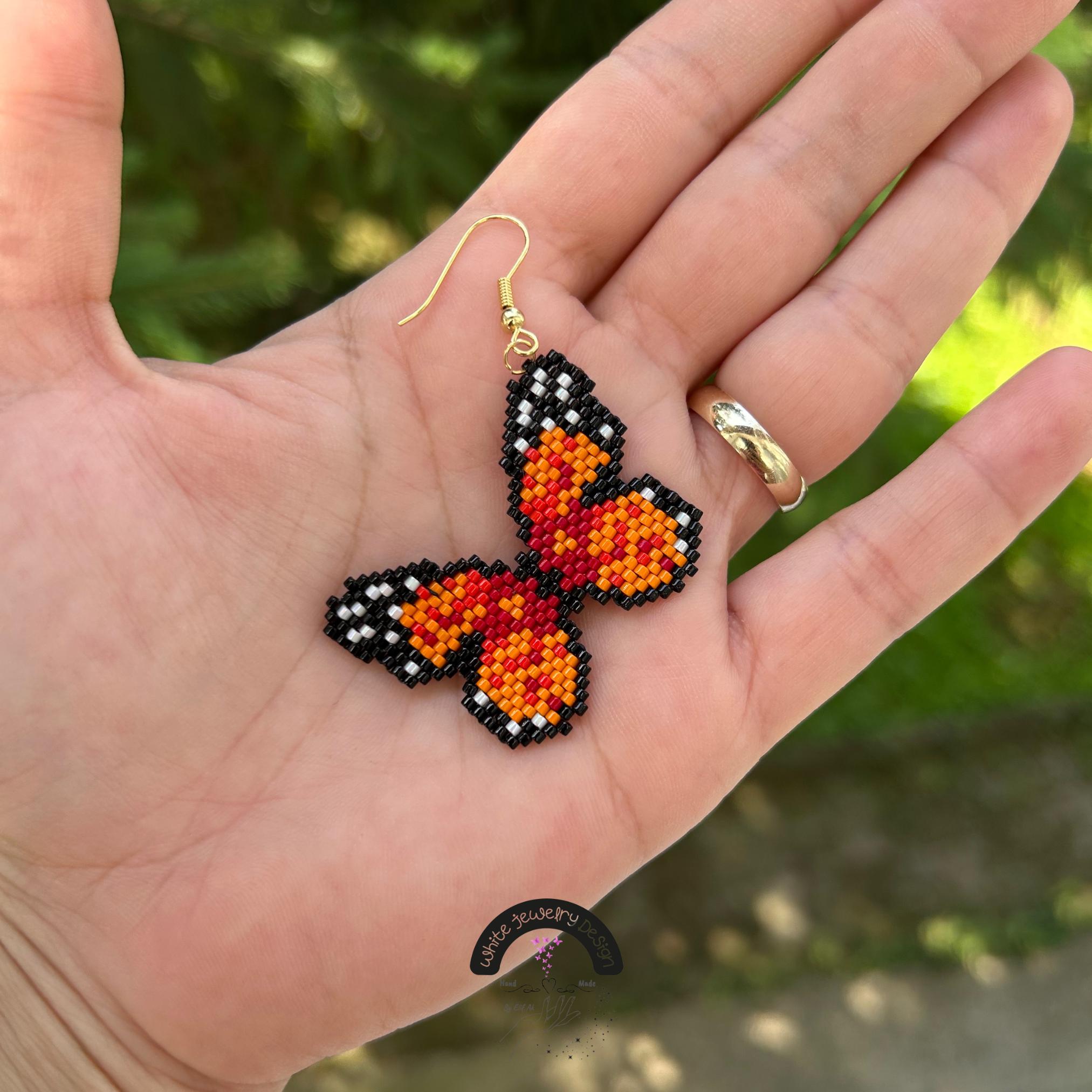 Monarch Butterfly Beaded Pattern for Peyote or Brick Stitch, Miyuki ...