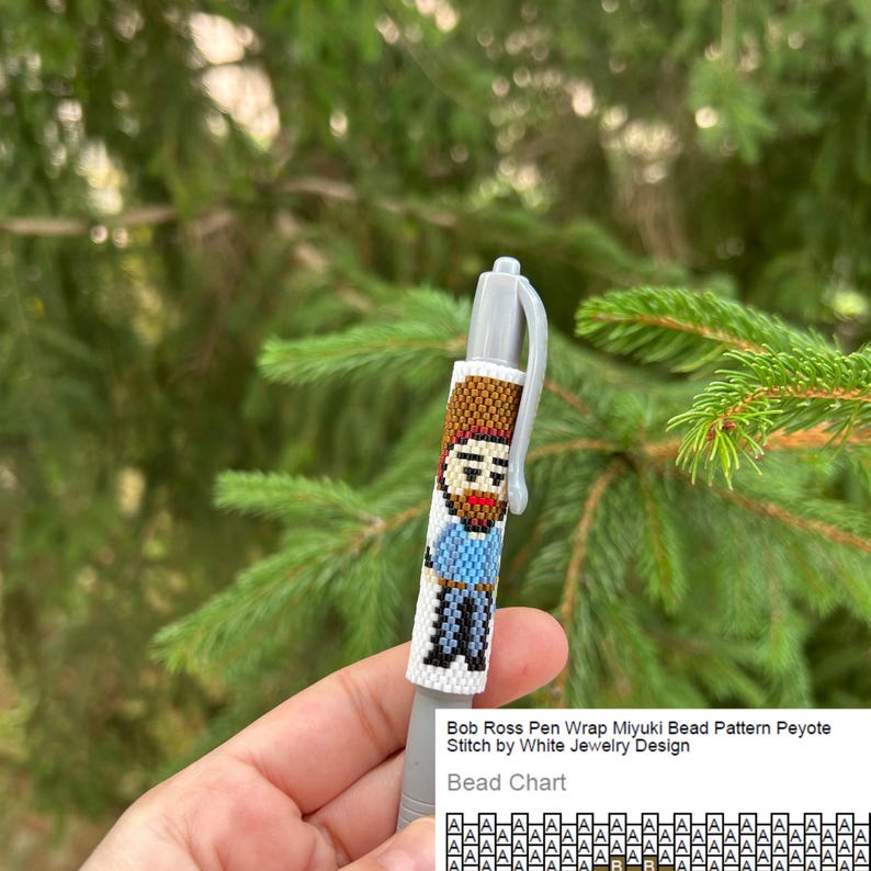 Bob Ross Bead Pen Wrap Pattern, Peyote Brick Stitch, Miyuki Delica ...