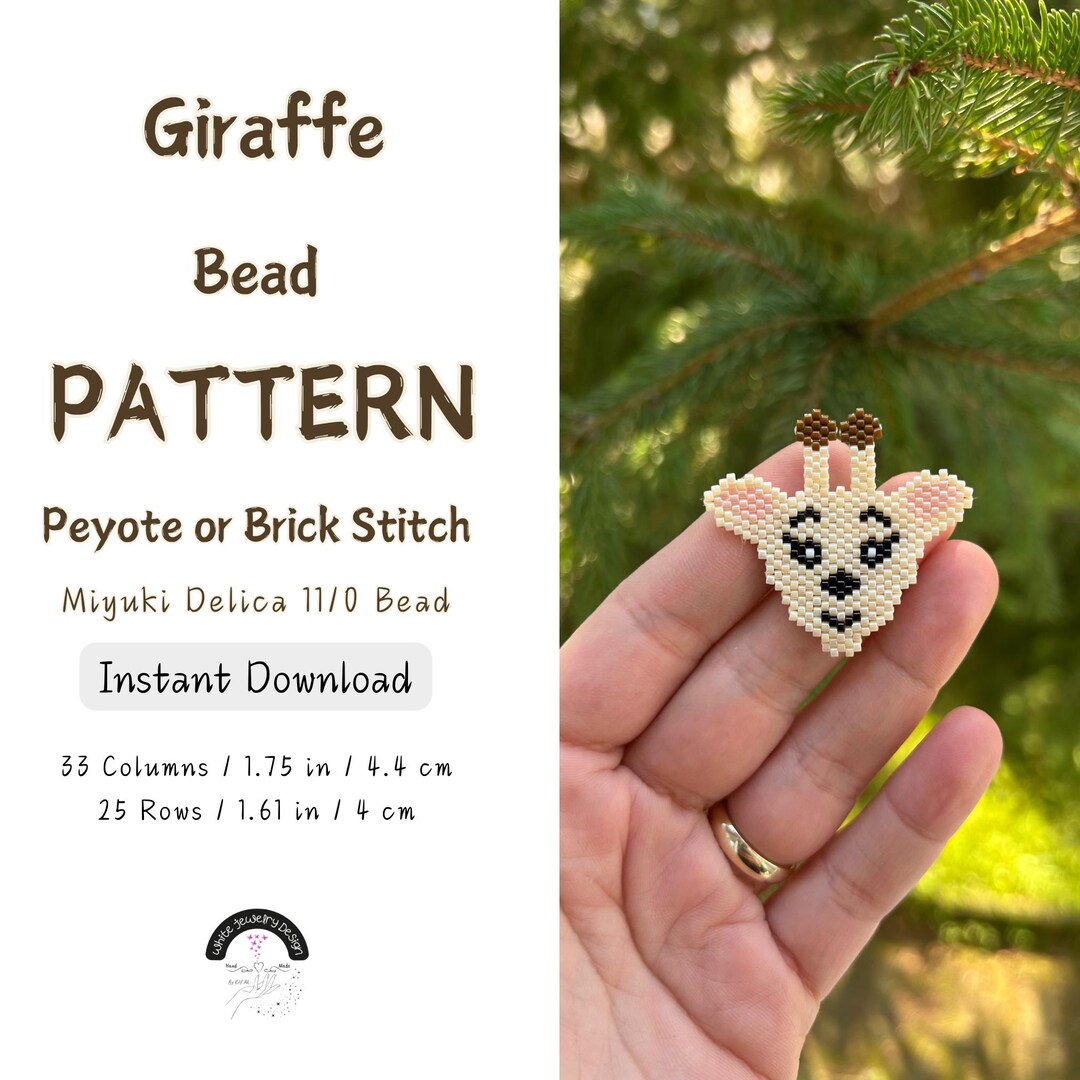 Giraffe Bead Pattern, Miyuki Delica 11/0, Peyote or Brick Stitch, Cute Animal Beadwork, Instant ...