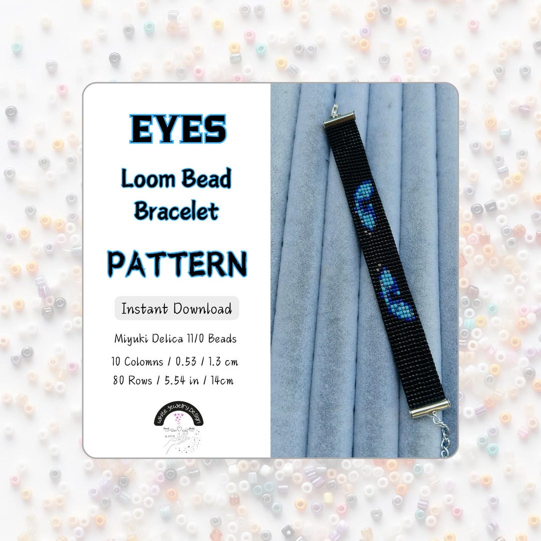 Personalized Loom Bead Bracelet Pattern, Eyes Design, DIY Miyuki Delica ...