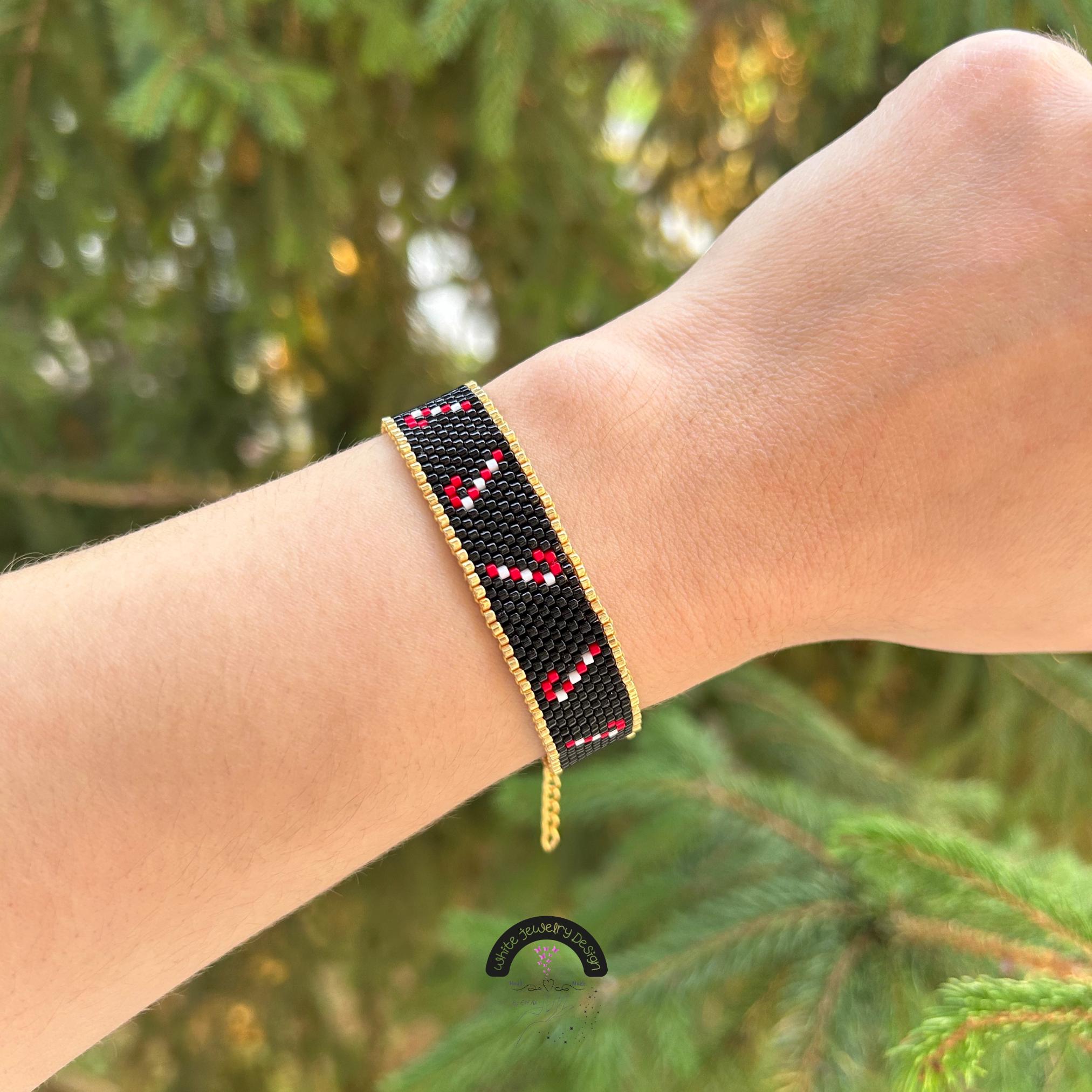 Christmas Candy Cane Bracelet Pattern, Peyote Stitch (PDF Pattern) - Etsy