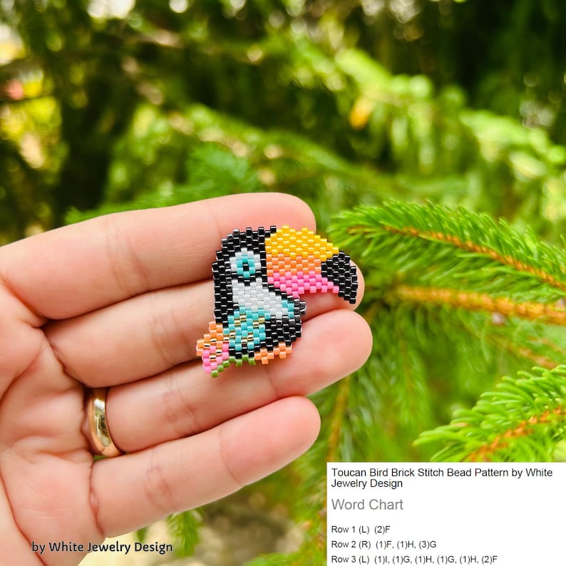 Toucan Bird Miyuki Bead Pattern, Peyote or Brick Stitch (digital ...