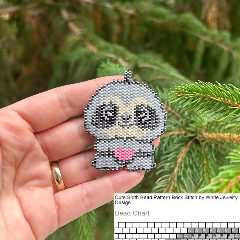 Cute Sloth Bead Pattern – Peyote or Brick Stitch, Miyuki Delica ...