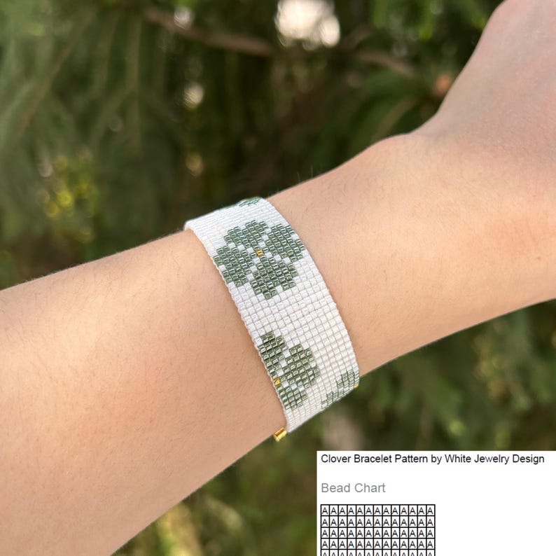 Four Leaf Clover Beaded Bracelet Pattern: Miyuki Beads (PDF Download) - Etsy