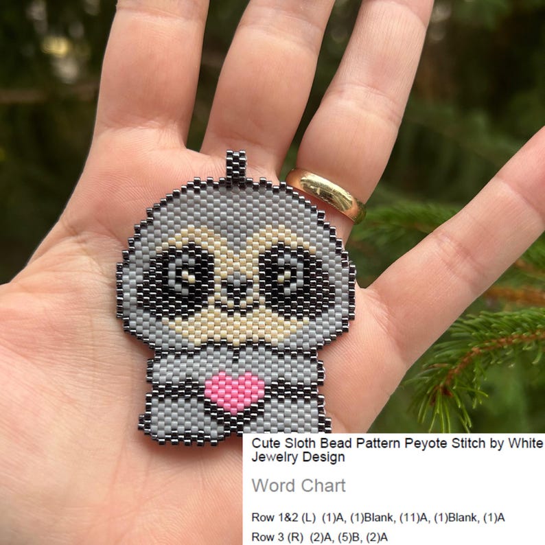 Cute Sloth Bead Pattern – Peyote or Brick Stitch, Miyuki Delica ...