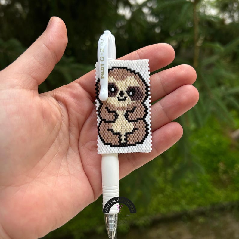 Personalized Sloth Beaded Pen Wrap Pattern for Pilot G2, Peyote & Brick ...