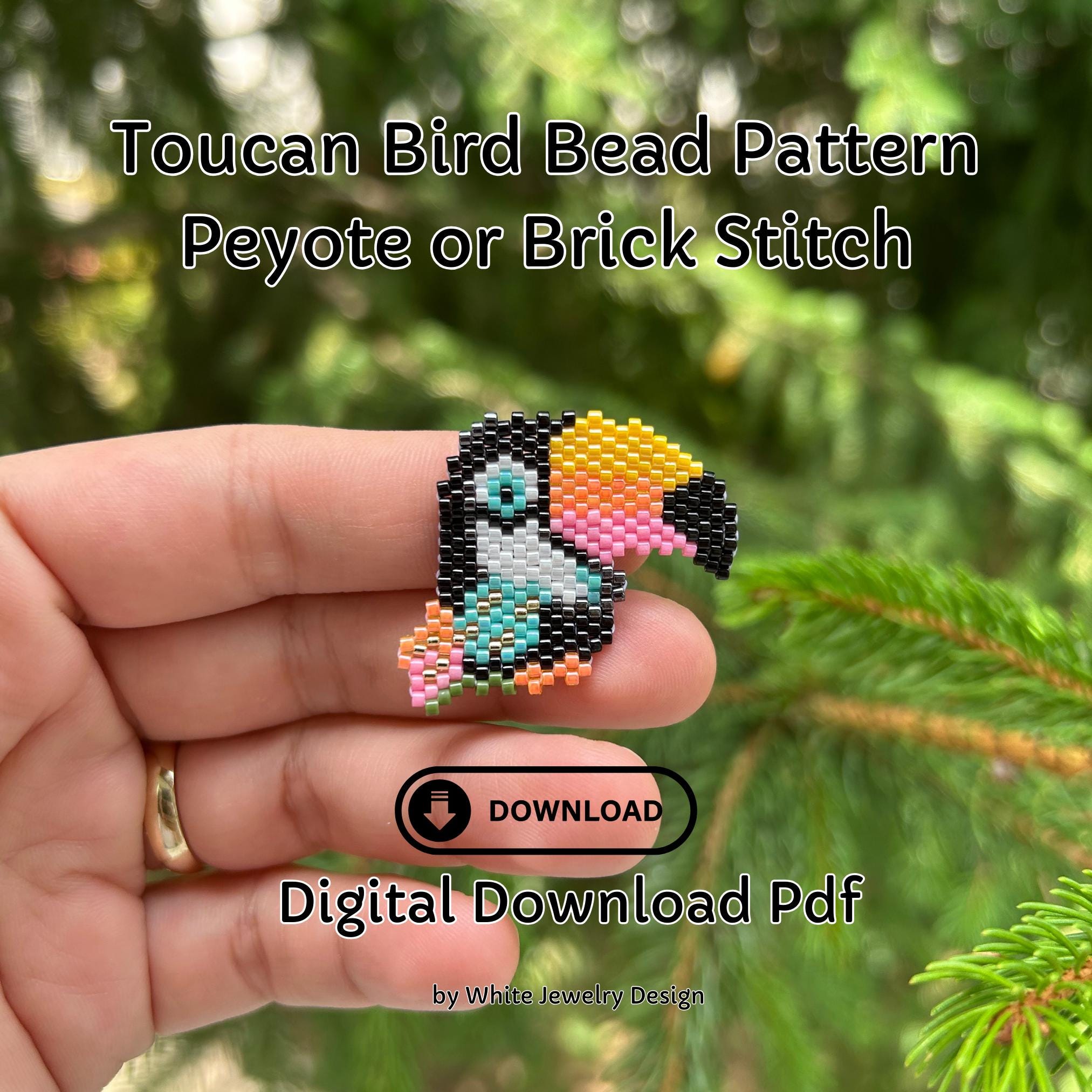 Toucan Bird Miyuki Bead Pattern, Peyote or Brick Stitch (digital ...