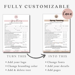 Spray Tan Consent Form, Tanning Consent, Tanning Salon Forms, Editable ...