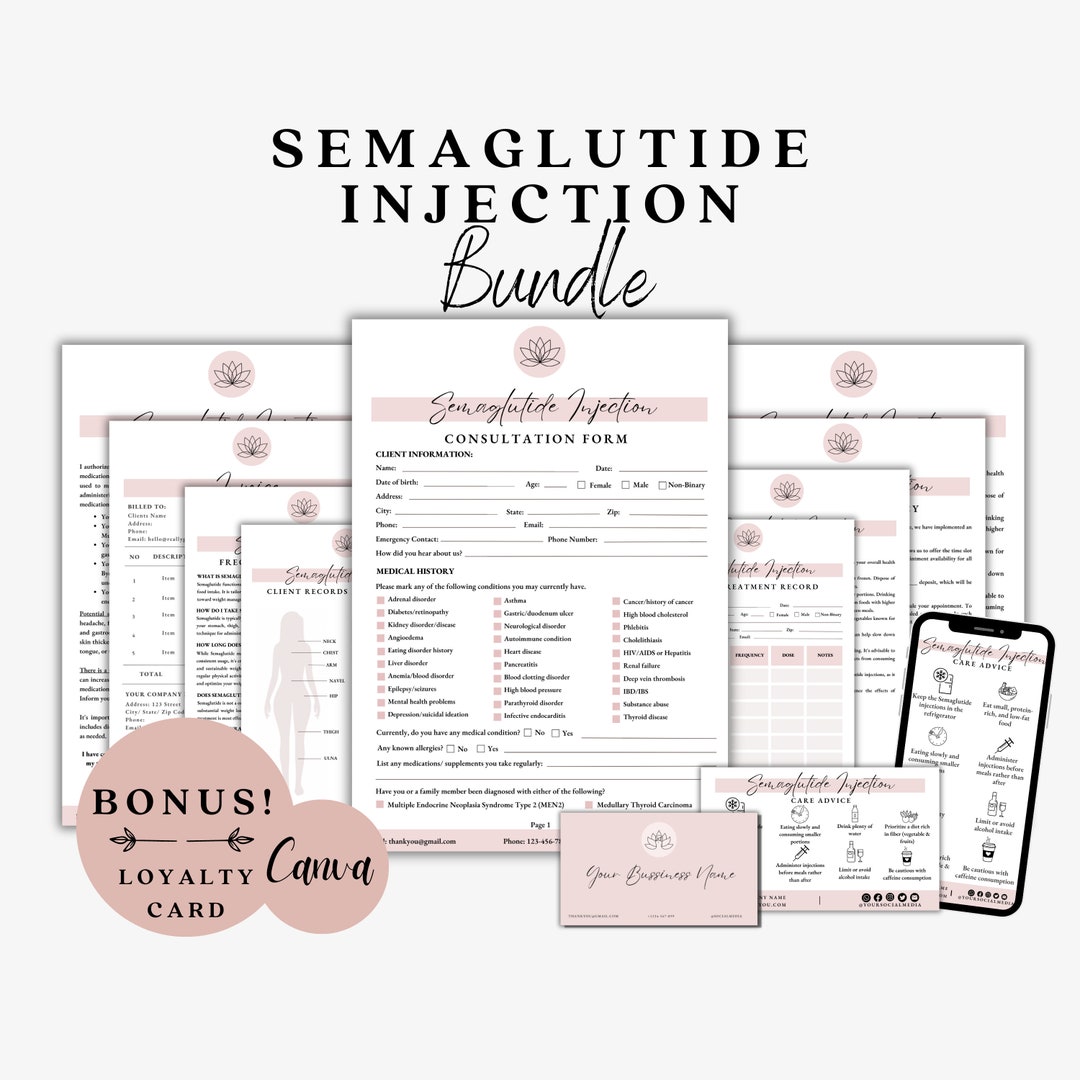 Semaglutide Forms, Fat Loss Injections, Weight Loss Consent, Med Spa ...