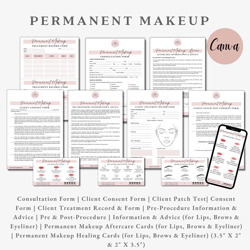 Esthetician Intake, Skincare Forms, Facial Intake Form, PMU Consent ...