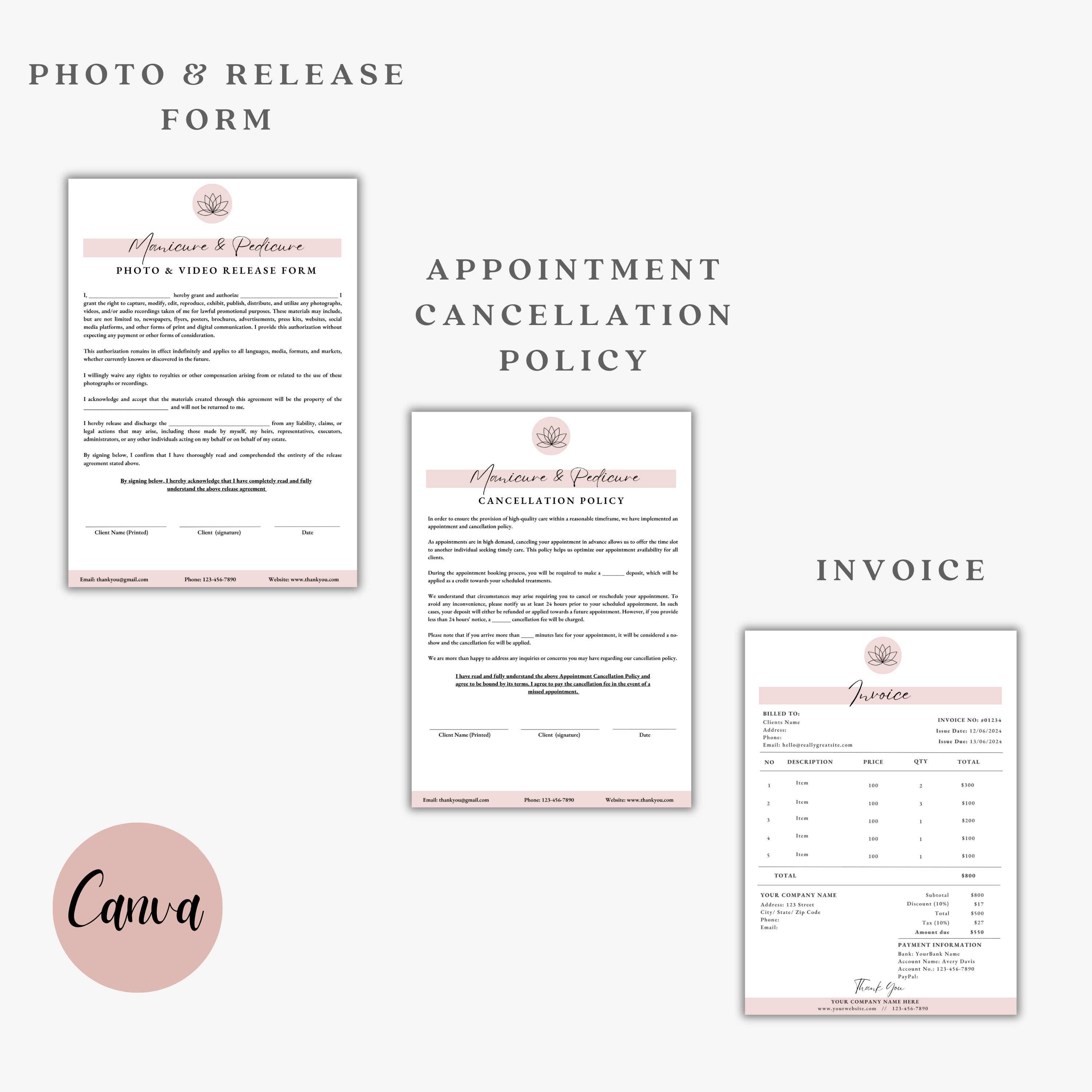 Nail Consent Form, Nail Consultation, Pedicure Forms, Nail Aftercare ...