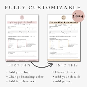 Dermal Filler, Botox, Botulin Toxin, Consultation Forms, Consent Form ...