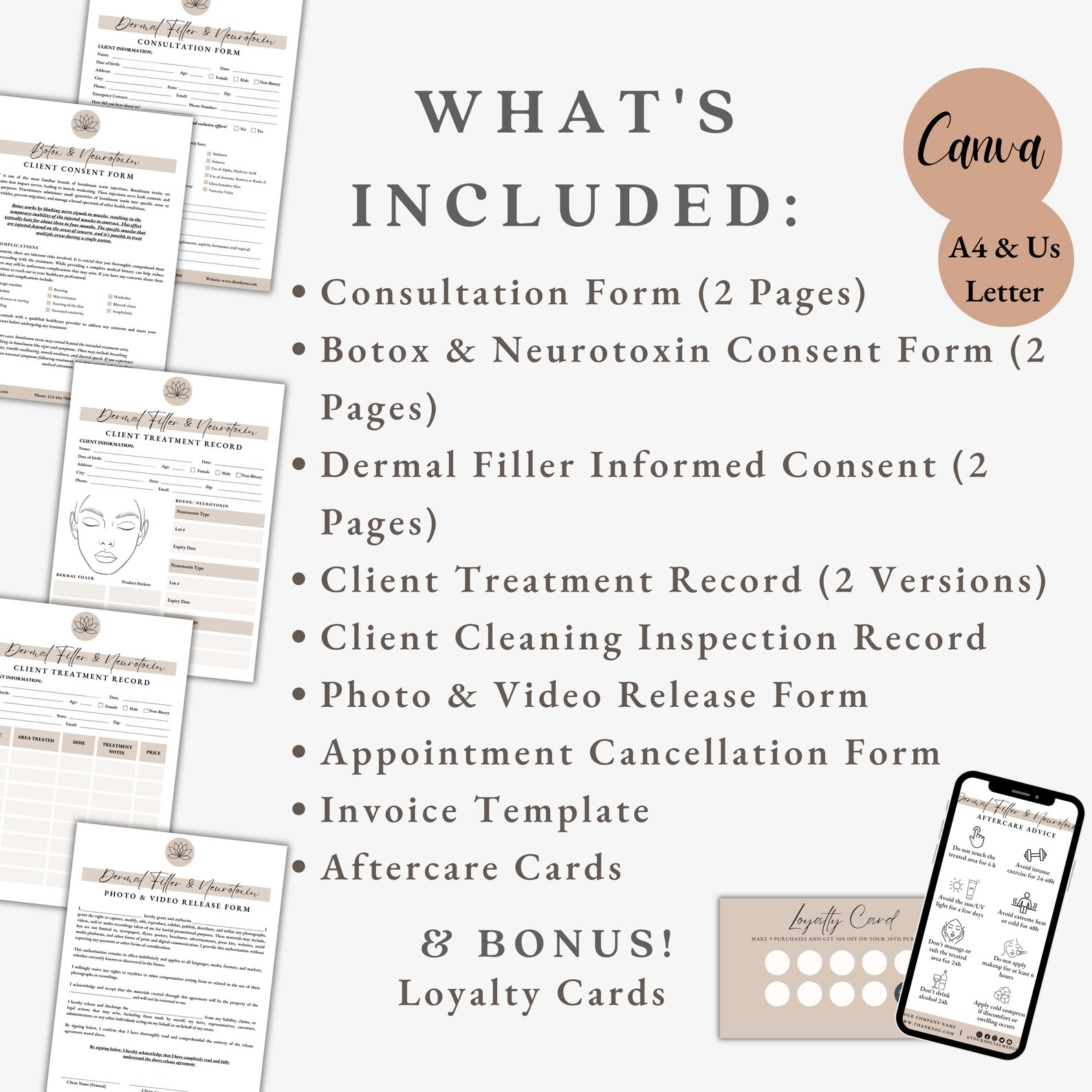Dermal Filler, Botox, Botulin Toxin, Consultation Forms, Consent Form ...