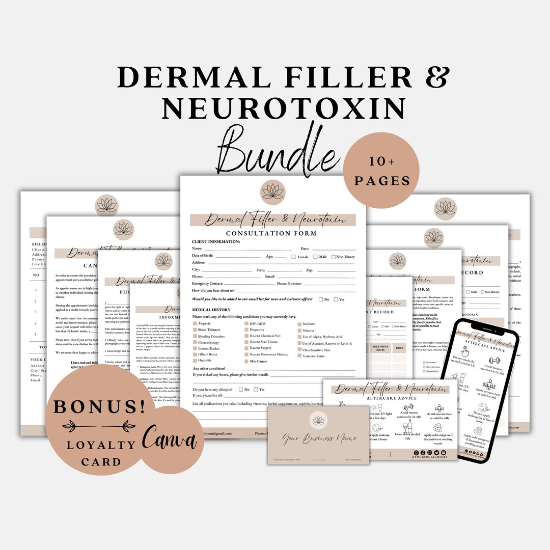 Dermal Filler, Botox, Botulin Toxin, Consultation Forms, Consent Form ...