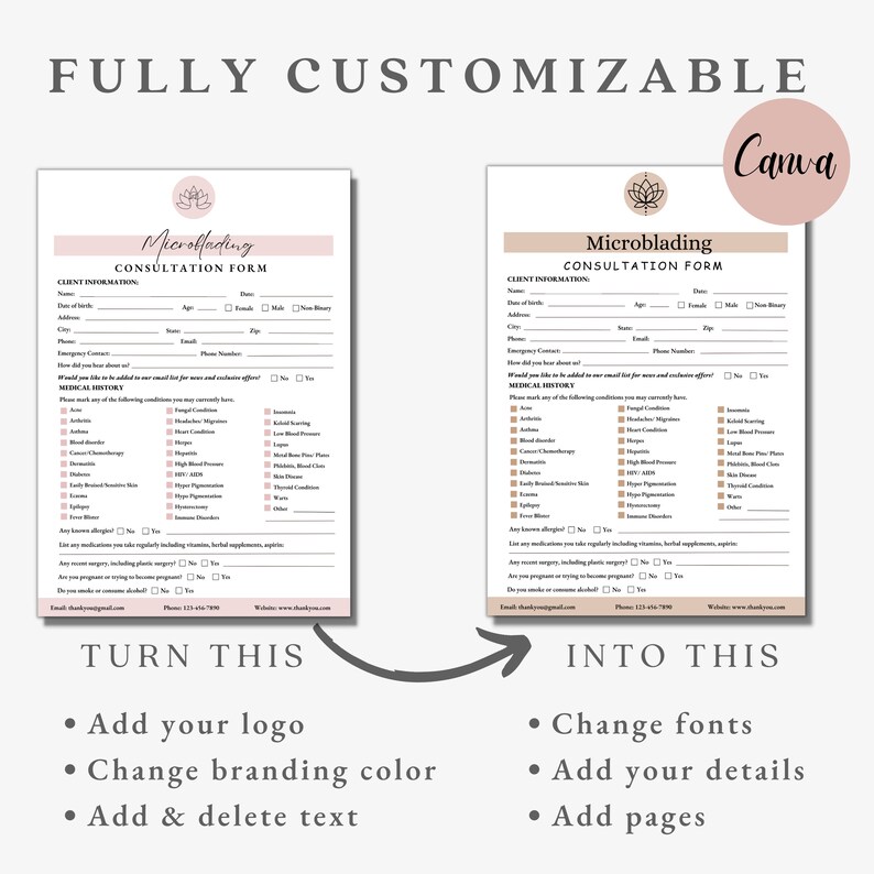 Microblading Forms, Esthetician Forms Bundle, Microblading Consent ...