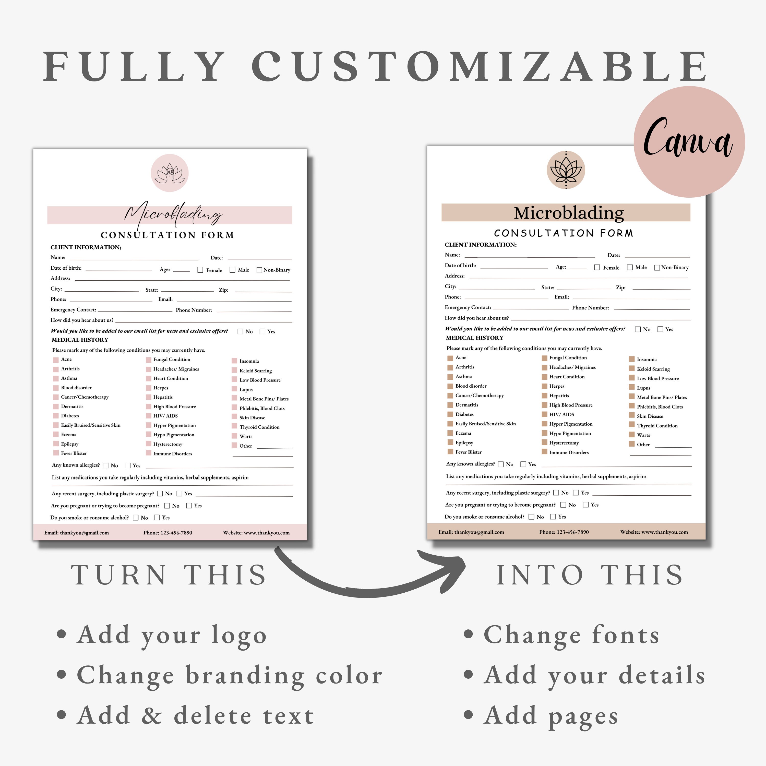 Microblading Forms, Esthetician Forms Bundle, Microblading Consent ...