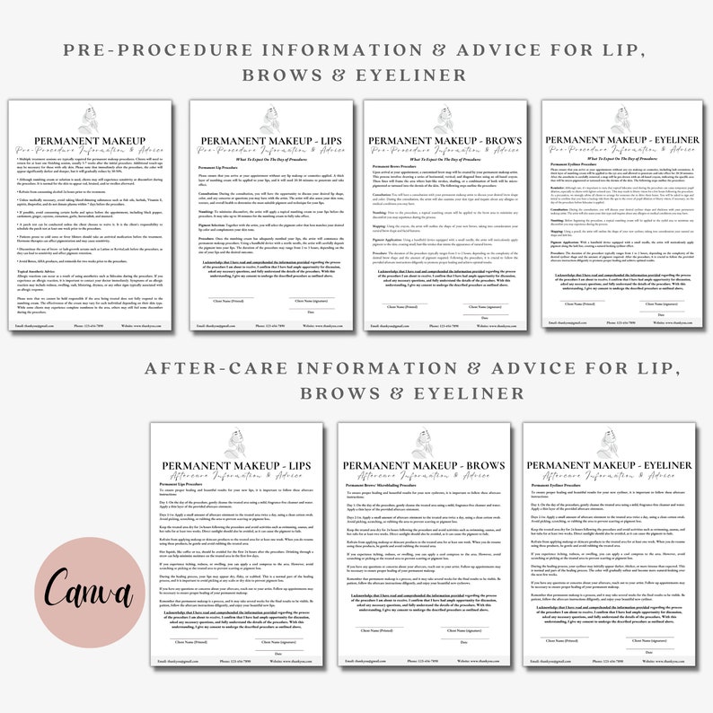 Permanent Makeup Forms, PMU Consent Form, Makeup Consultation, PMU ...