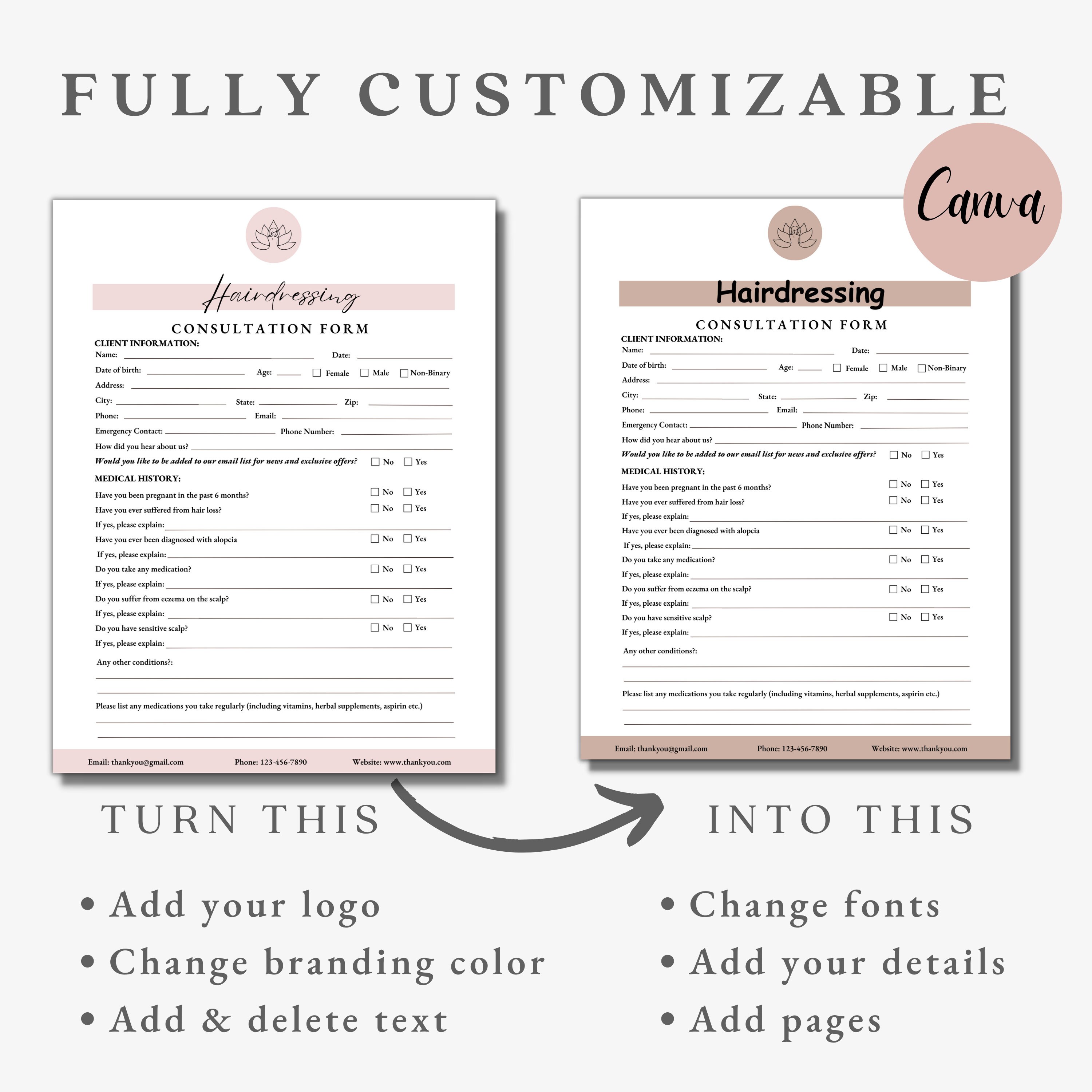 Hairdressing Forms, Hairdresser Contract, Hairstylist Contract, Hair ...