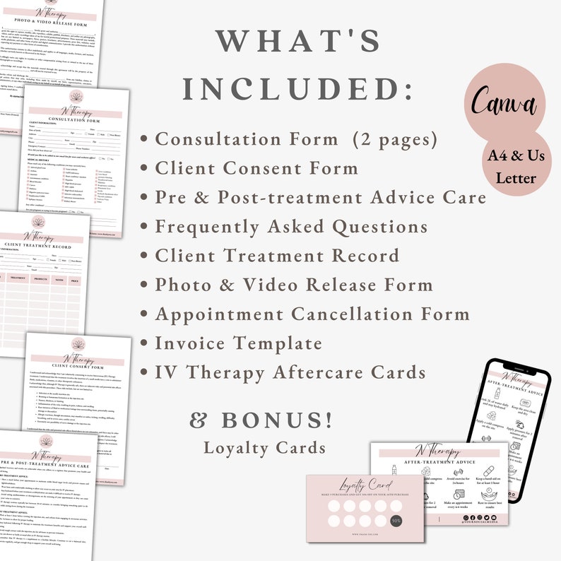 IV Therapy Template, IV Therapy Consent, Intravenous Therapy, Med Spa ...