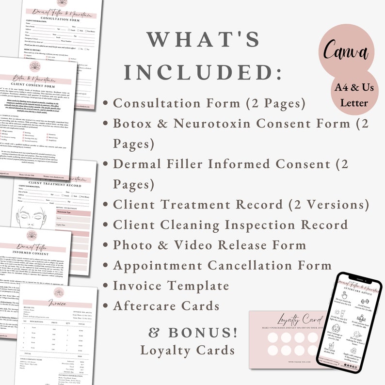Dermal Filler, Botox, Botulin Toxin, Consultation Forms, Consent Form ...