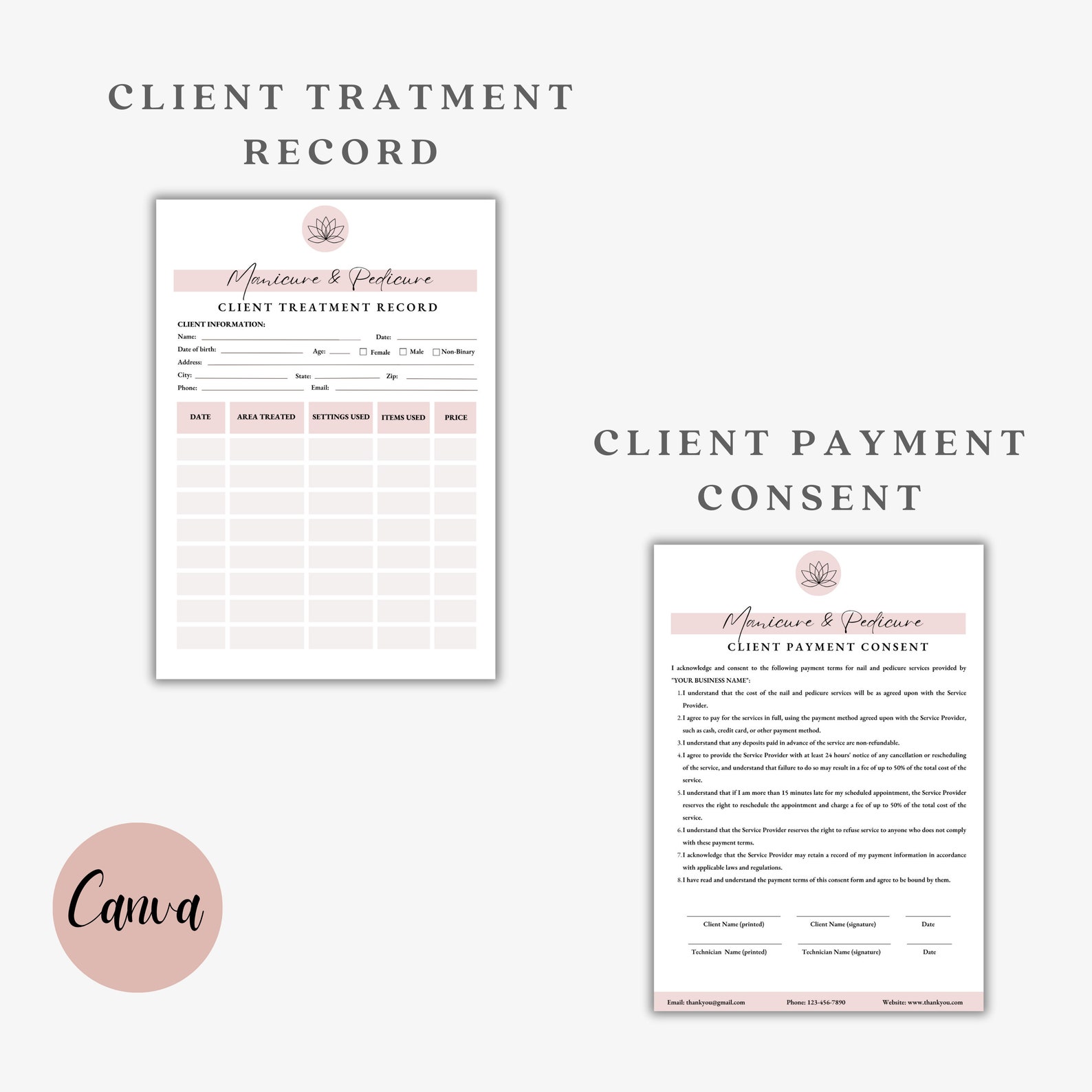Nail Consent Form, Nail Consultation, Pedicure Forms, Nail Aftercare ...