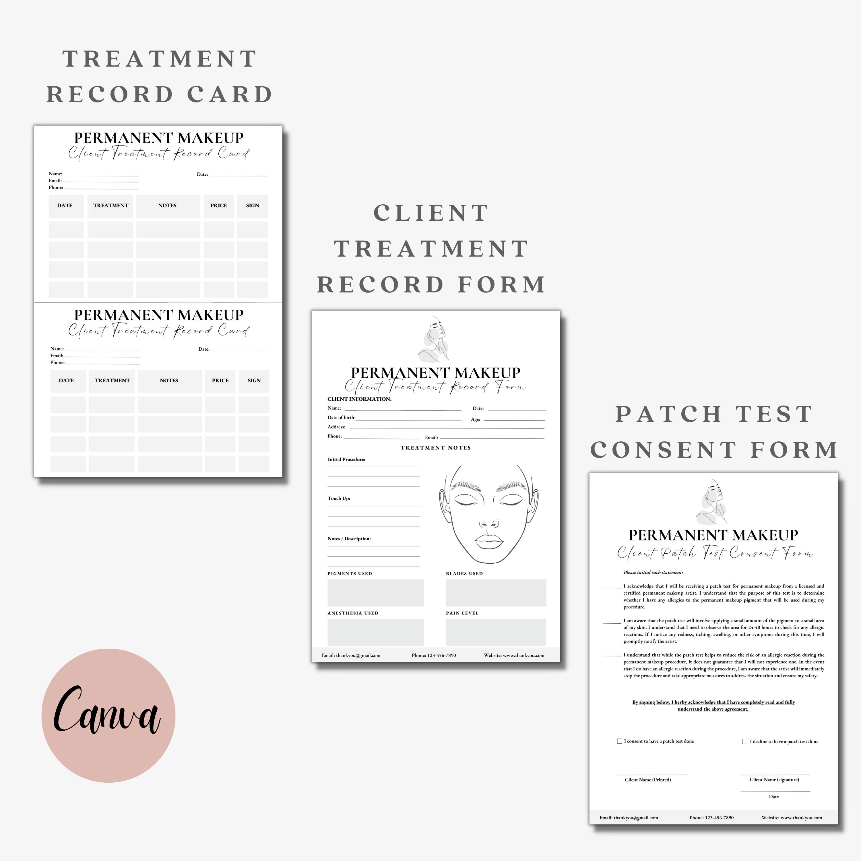 Permanent Makeup Forms, PMU Consent Form, Makeup Consultation, PMU ...