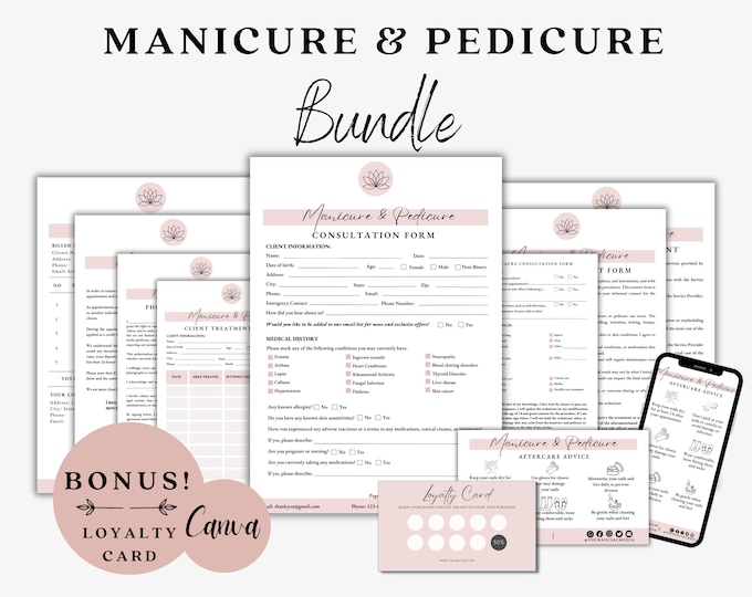 Nail Tech Business Client Forms Cards Consultation Cancellation Policy ...