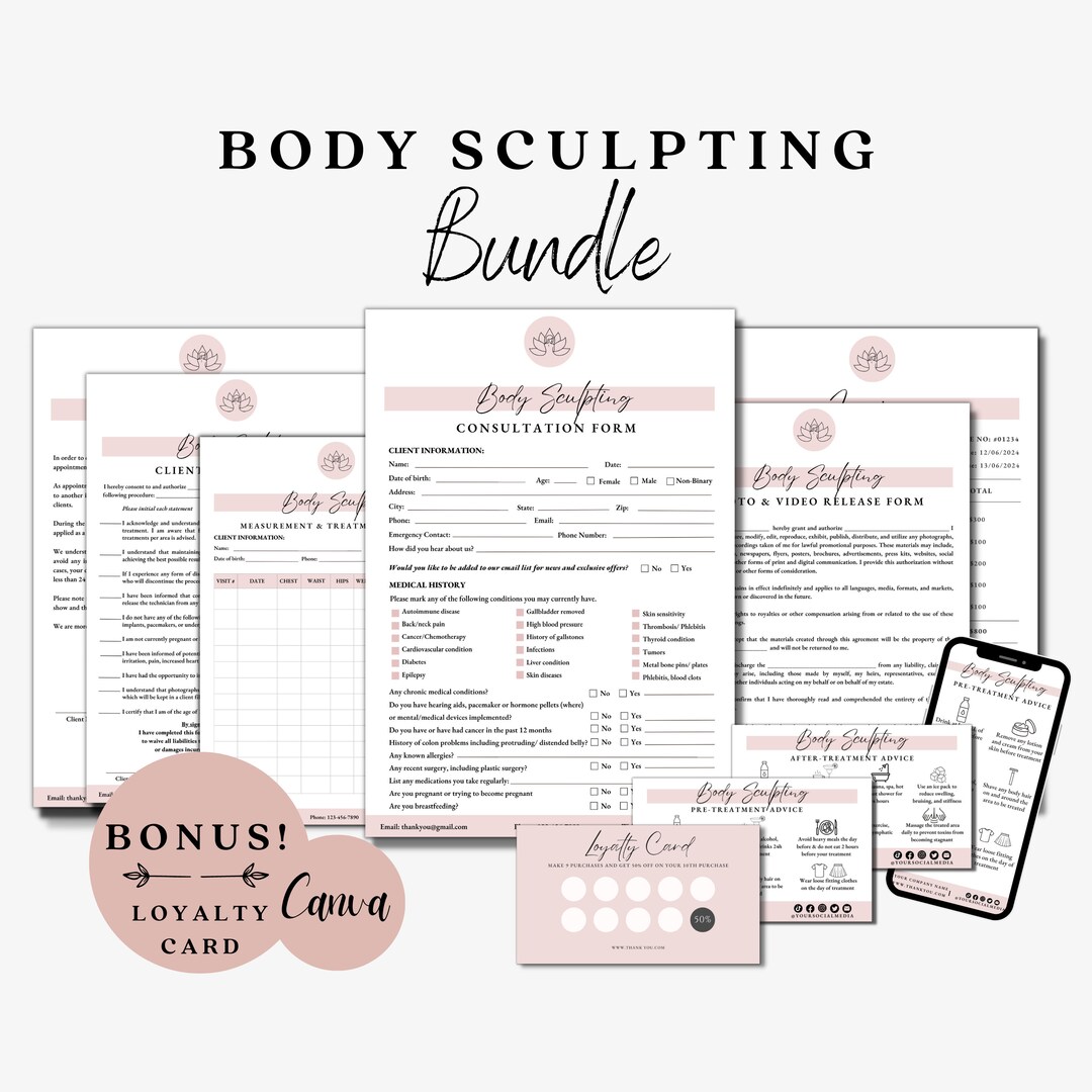 Body Sculpting Forms, Body Shaping Forms, Med Spa Intake Forms, Body ...