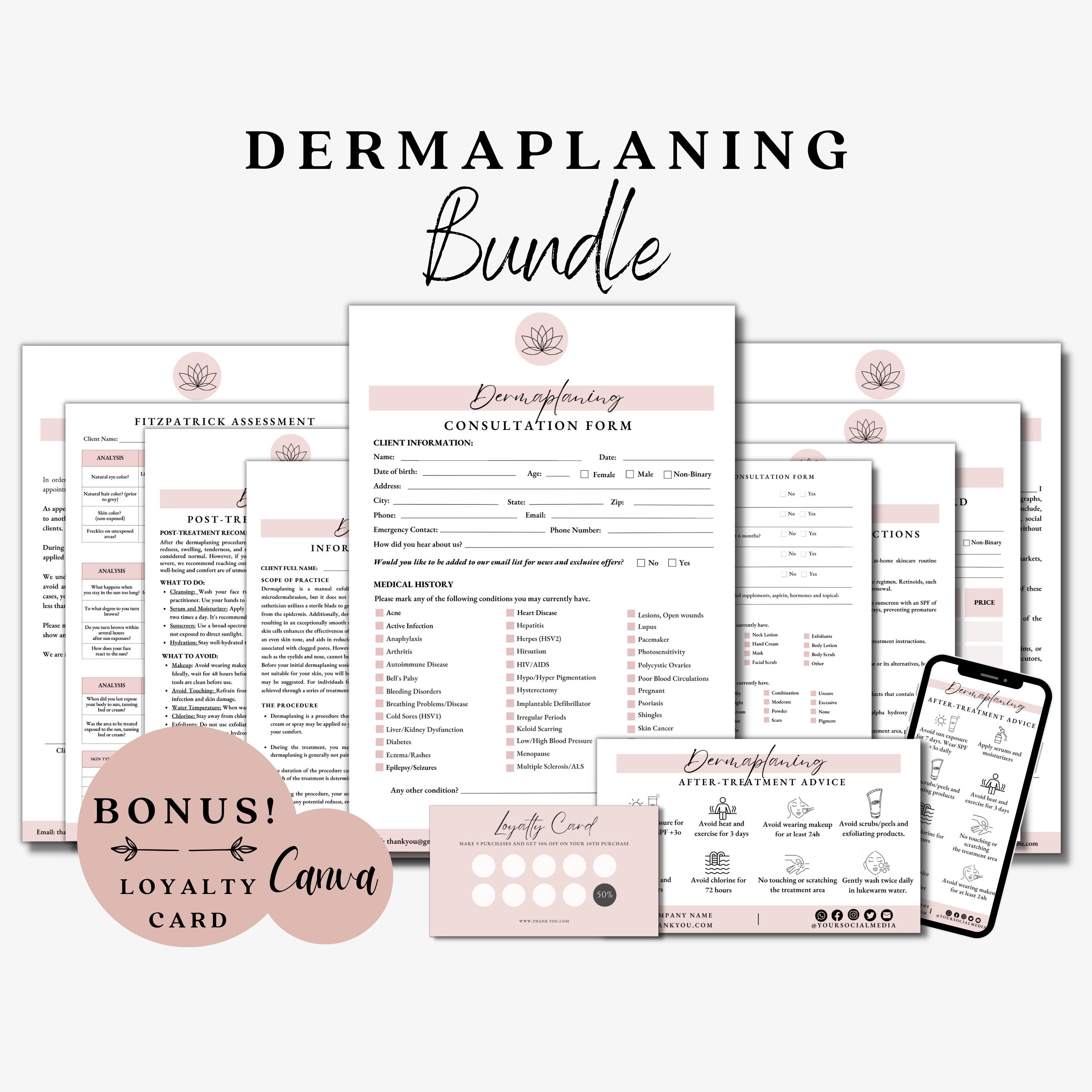 Dermaplaning Forms, Facial Consultation, Skincare Consent, Skincare ...