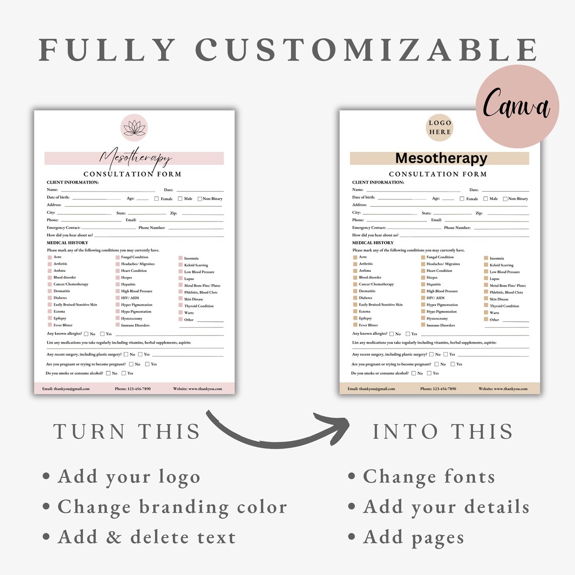 Mesotherapy, Skincare Forms, Facial Consultation, Facial Intake Forms ...
