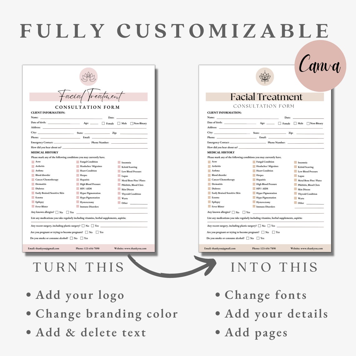 Facial Treatment Forms, Esthetician Forms Bundle, Skincare Forms ...