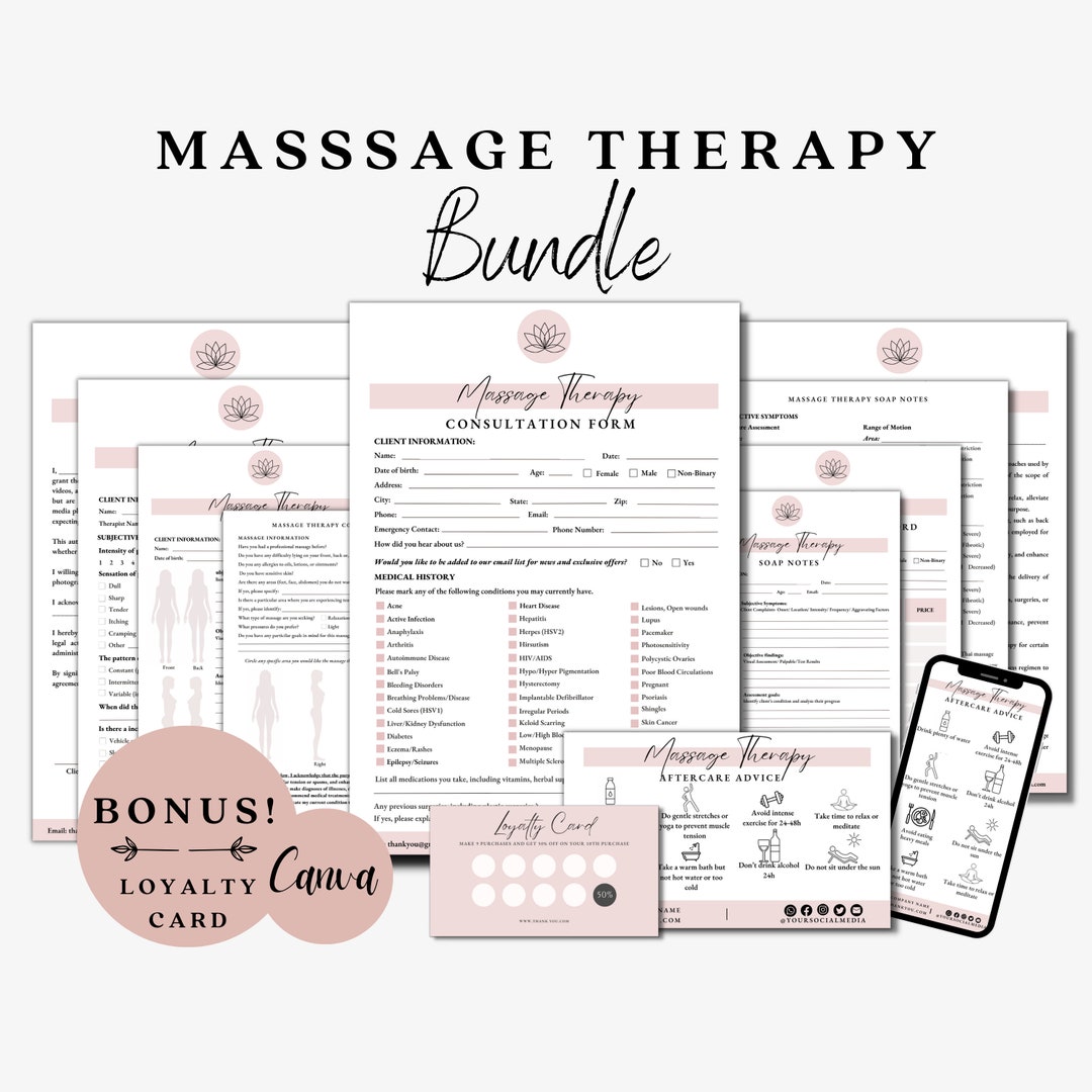 Massage Therapy Form, Massage Intake Form, Massage Aftercare, Massage ...