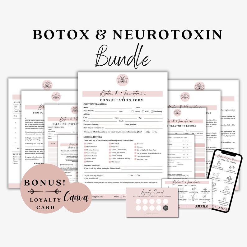 Botox, Botulin Toxin, Consultation Forms, Consent Form, Aftercare ...