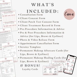 Permanent Makeup Forms, PMU Consent Form, Makeup Consultation, PMU ...