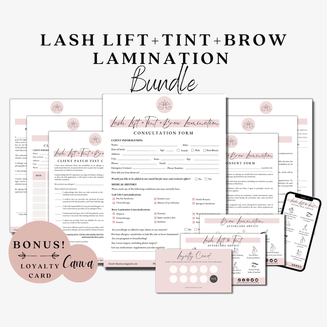 Brow Lamination Form Lash Lift and Tint Forms Esthetician - Etsy UK
