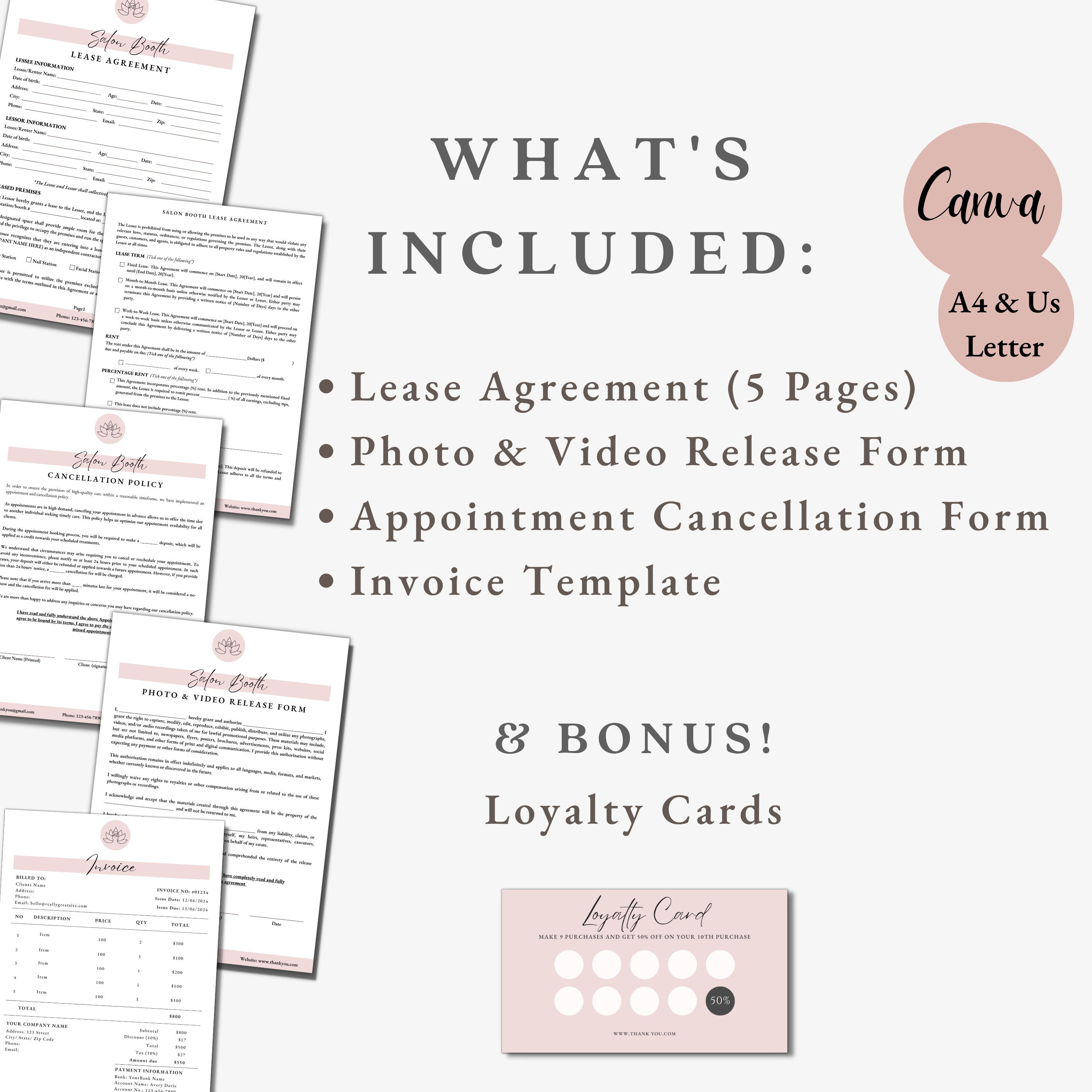 Salon Booth Contract, Salon Station Lease, Spa Rental Contract, Booth ...