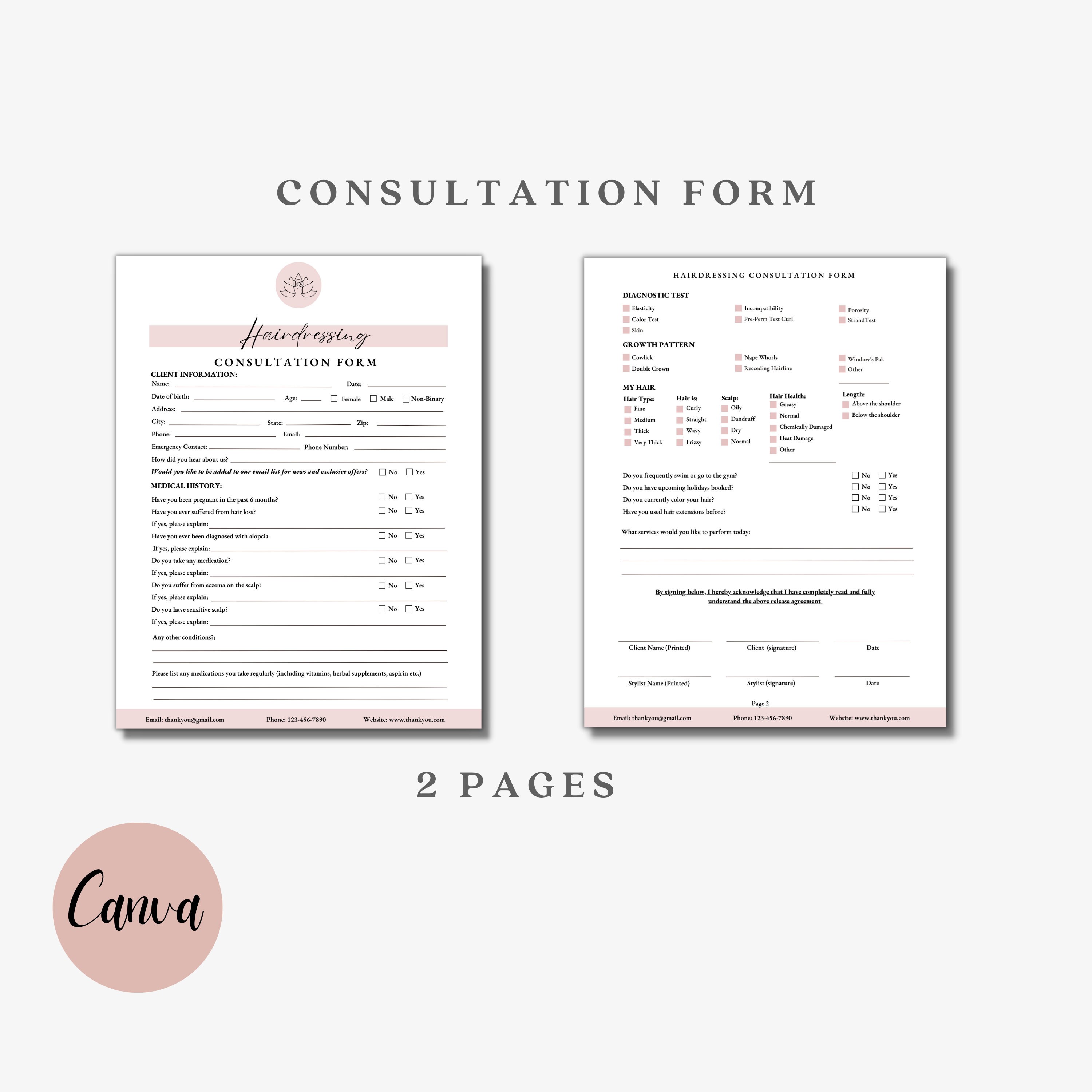Hairdressing Forms, Hairdresser Contract, Hairstylist Contract, Hair ...
