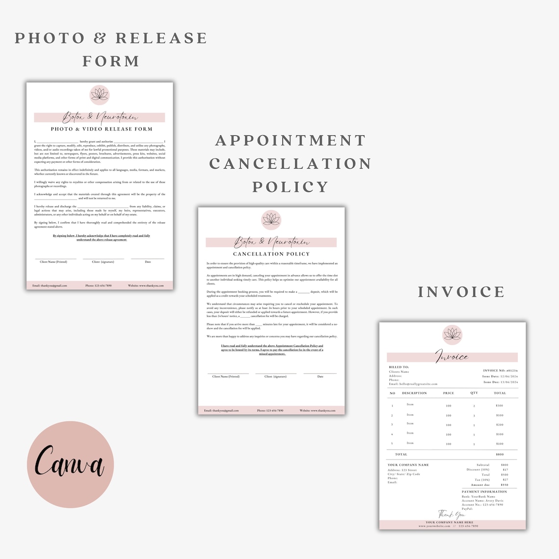 Botox, Botulin Toxin, Consultation Forms, Consent Form, Aftercare ...