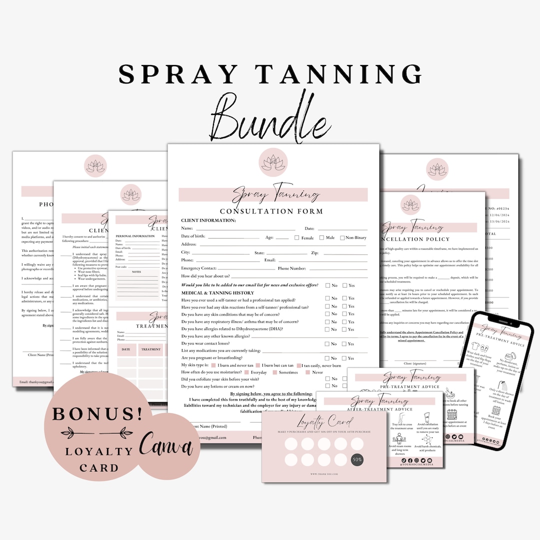 Spray Tan Consent Form, Tanning Consent, Tanning Salon Forms, Editable ...