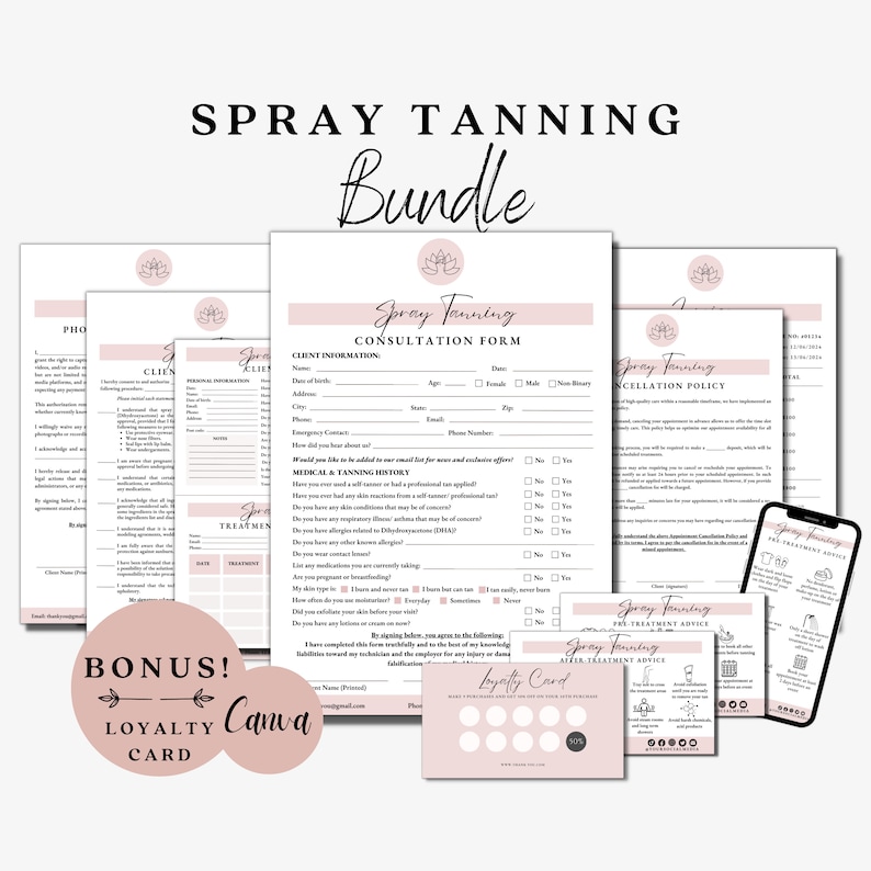 Spray Tan Consent Form, Tanning Consent, Tanning Salon Forms, Editable ...