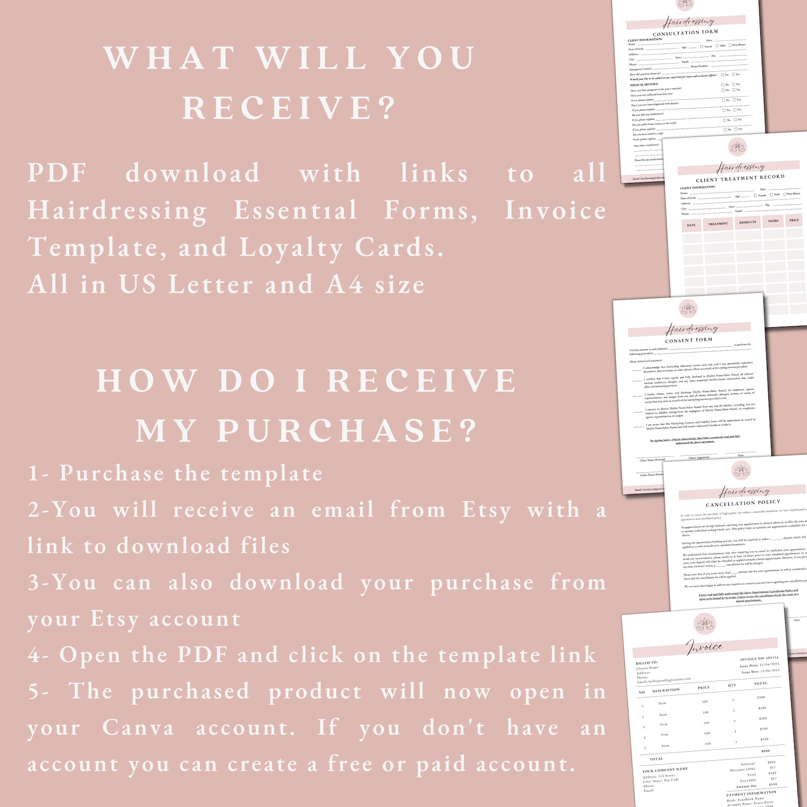 Hairdressing Forms, Hairdresser Contract, Hairstylist Contract, Hair ...
