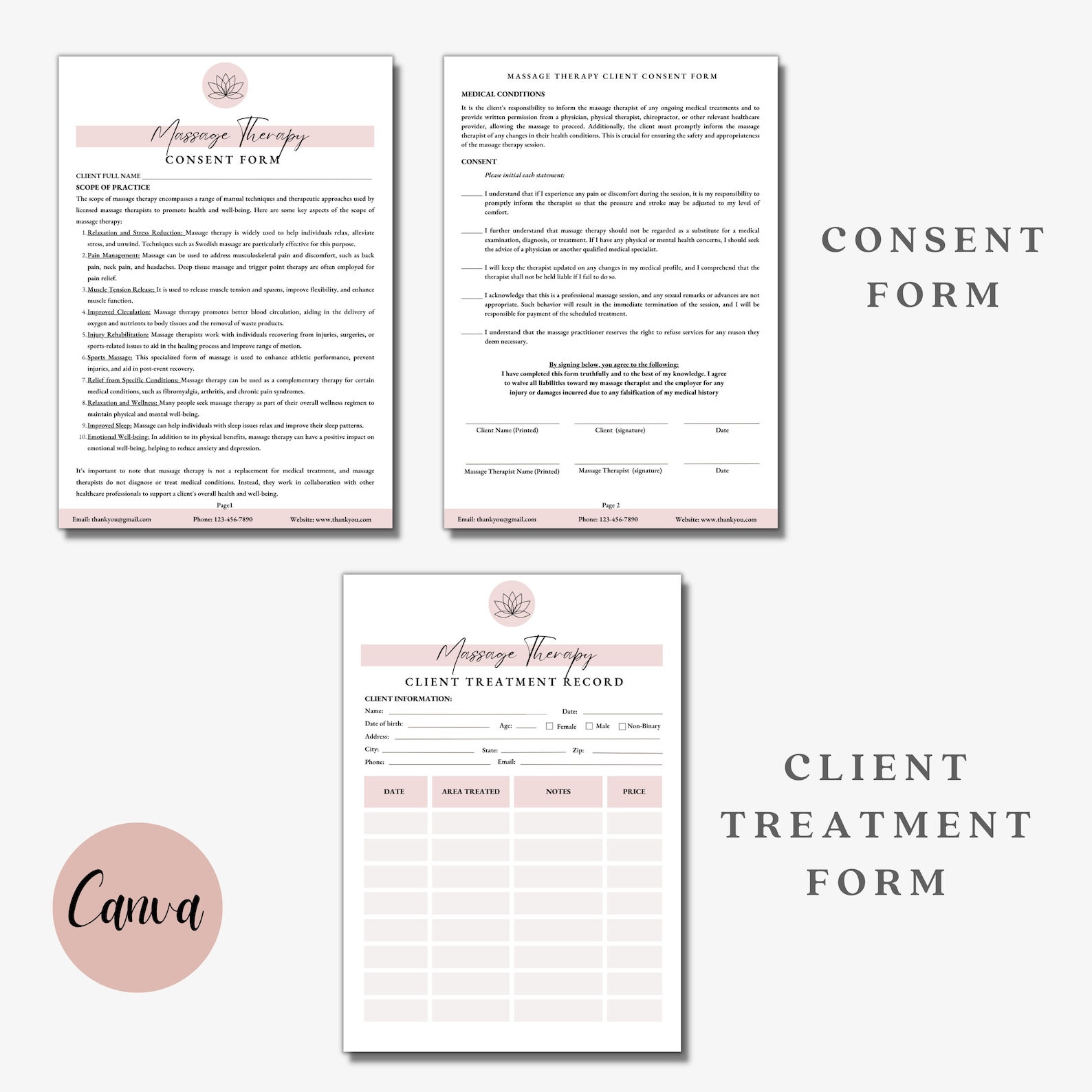 Massage Therapy Form, Massage Intake Form, Massage Aftercare, Massage ...